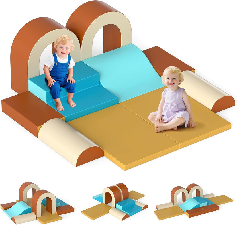 Olakids Toddler Climbing Toys Indoor, 10 Pieces Baby Foam Blocks Soft ...