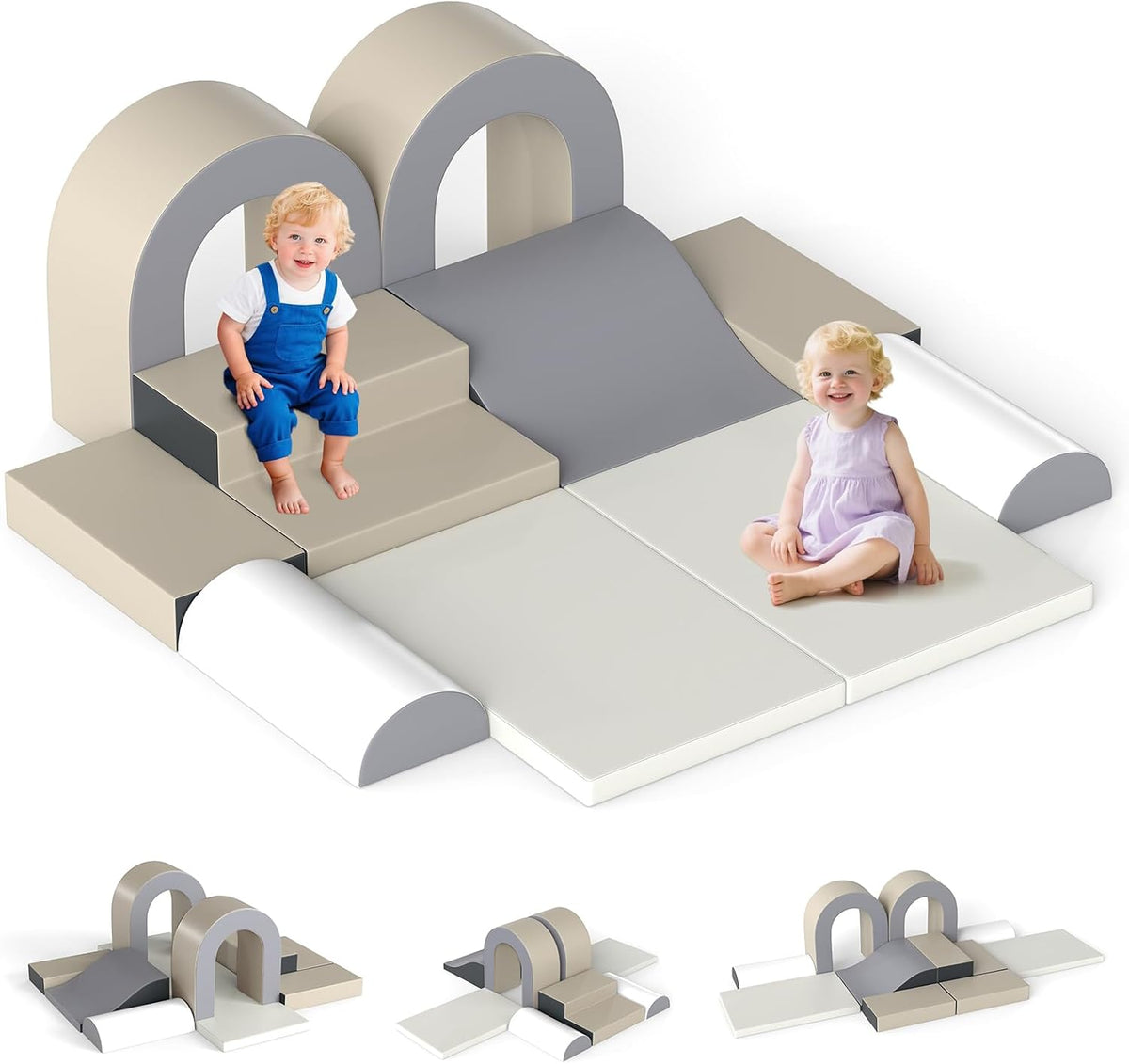Olakids Toddler Climbing Toys Indoor, 10 Pieces Baby Foam Blocks Soft ...